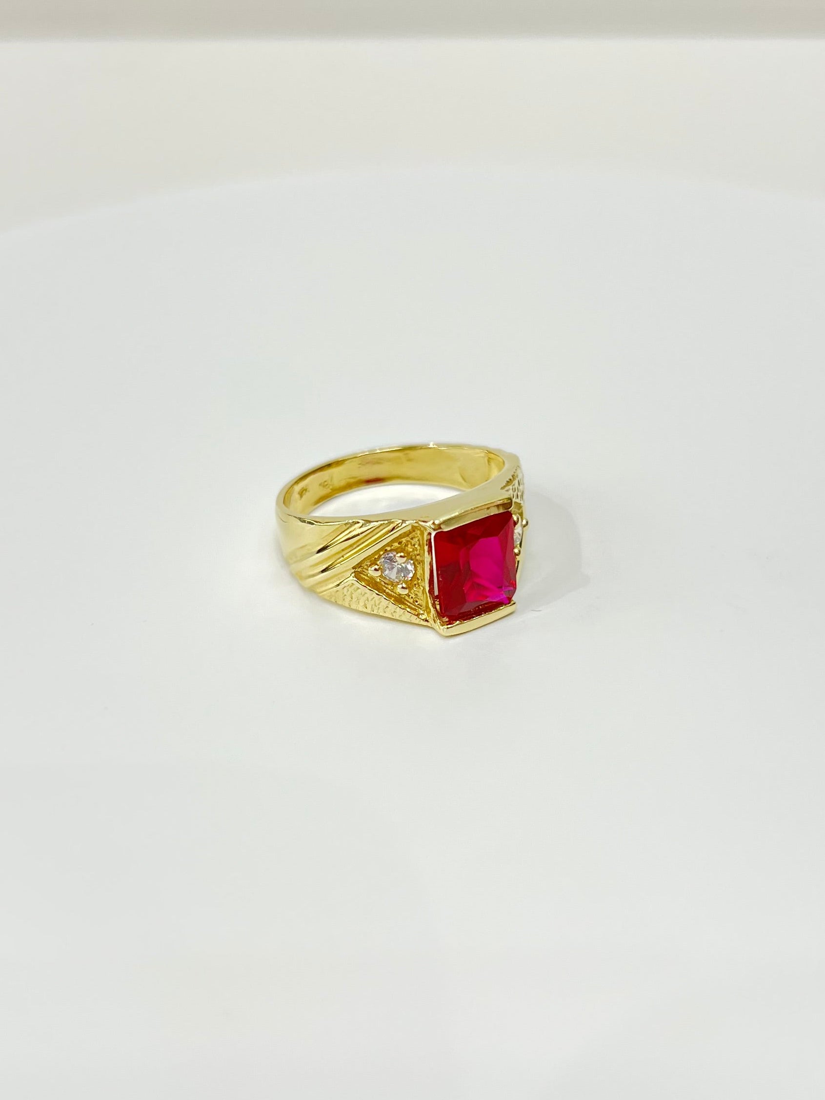 1100-NEW 14K Square Red Stone Ring W.G – Willy Gold Store